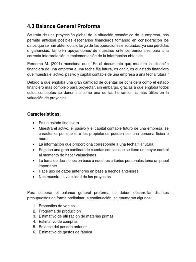 Balance General Proforma: Definición y Ejemplo | PDF | Presupuesto ...