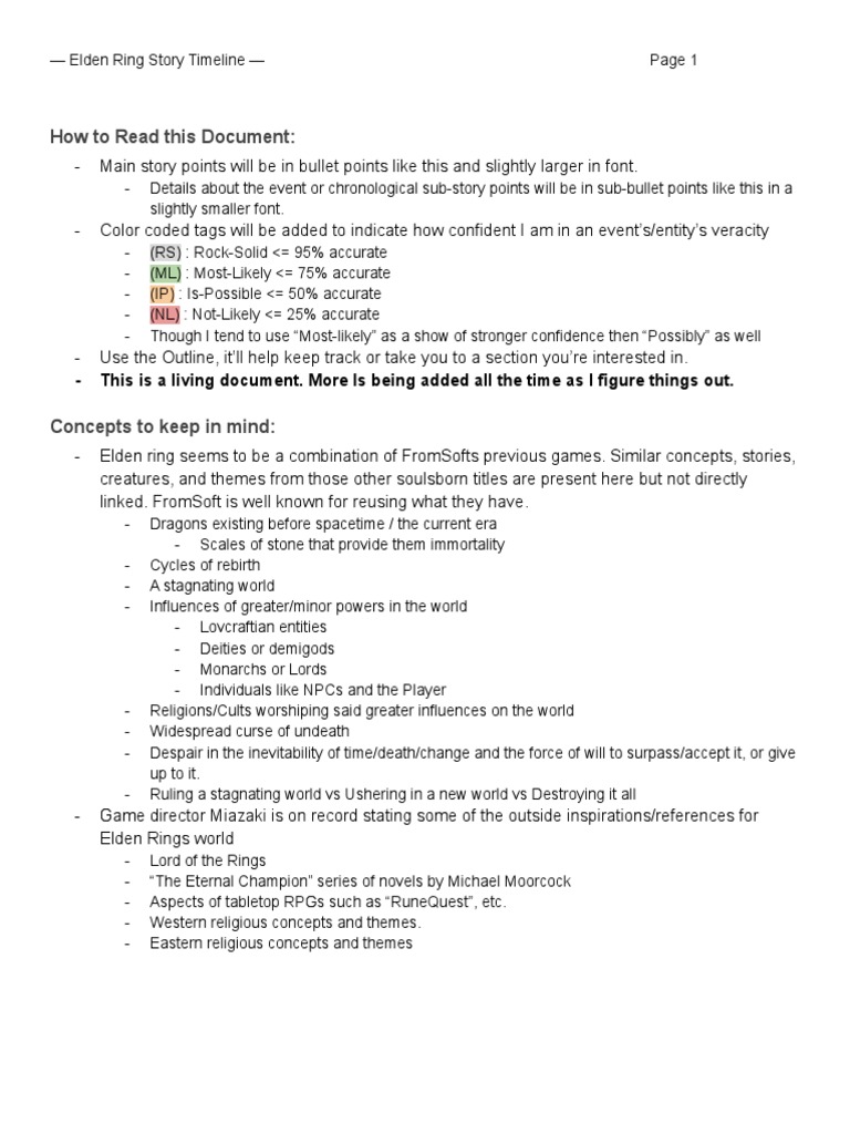 Elden Ring Story Timeline - Main | PDF