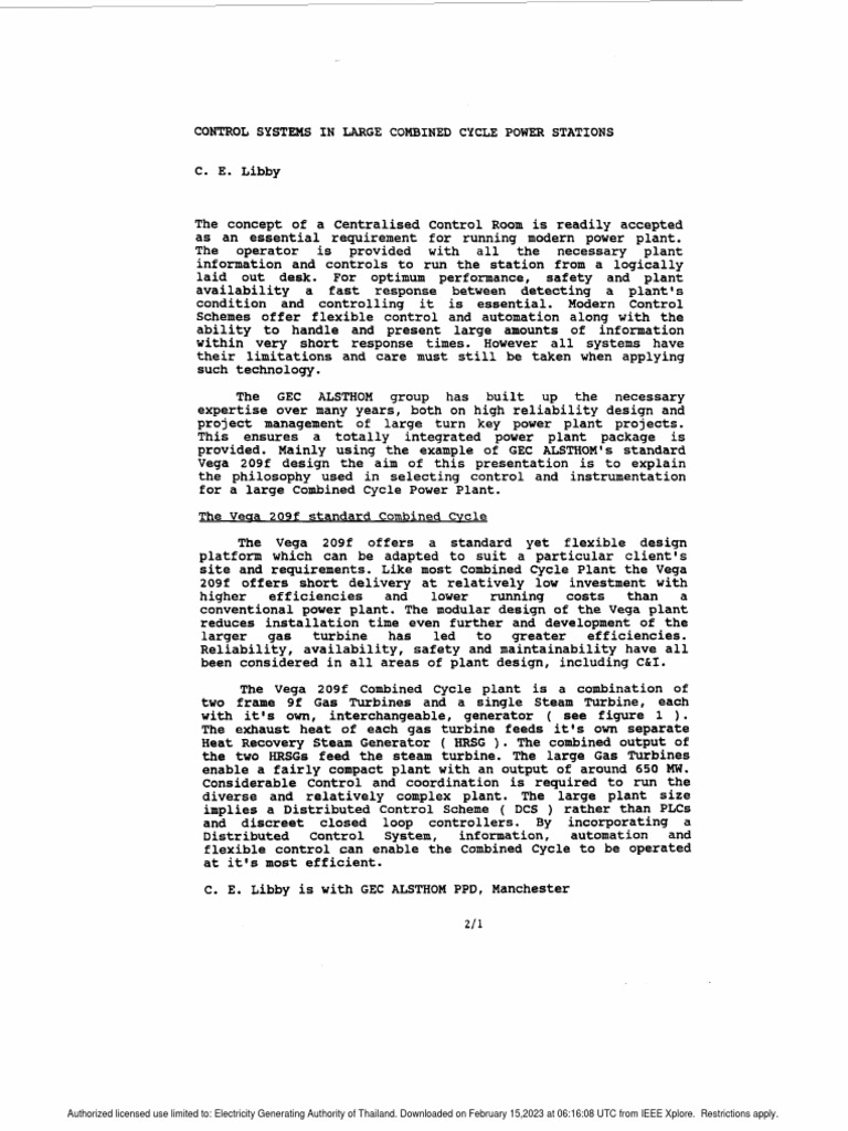 Control Systems in Combined Cycle Plants | PDF | Gas Turbine ...