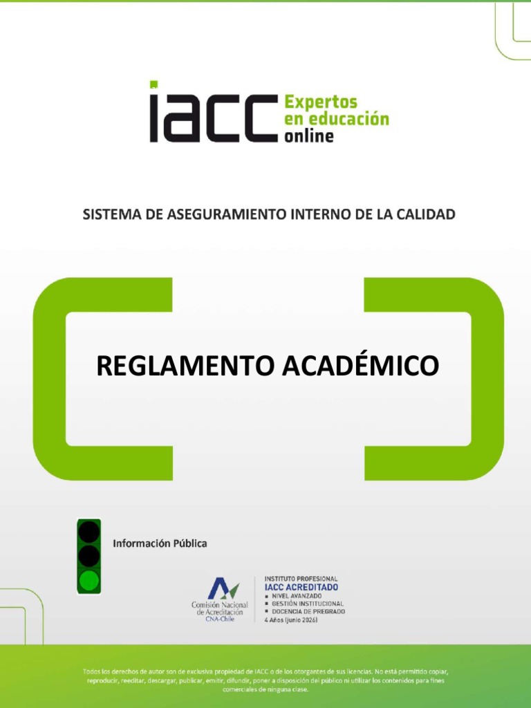 Reglamento Academico Iacc | PDF | Evaluación | Plan de estudios