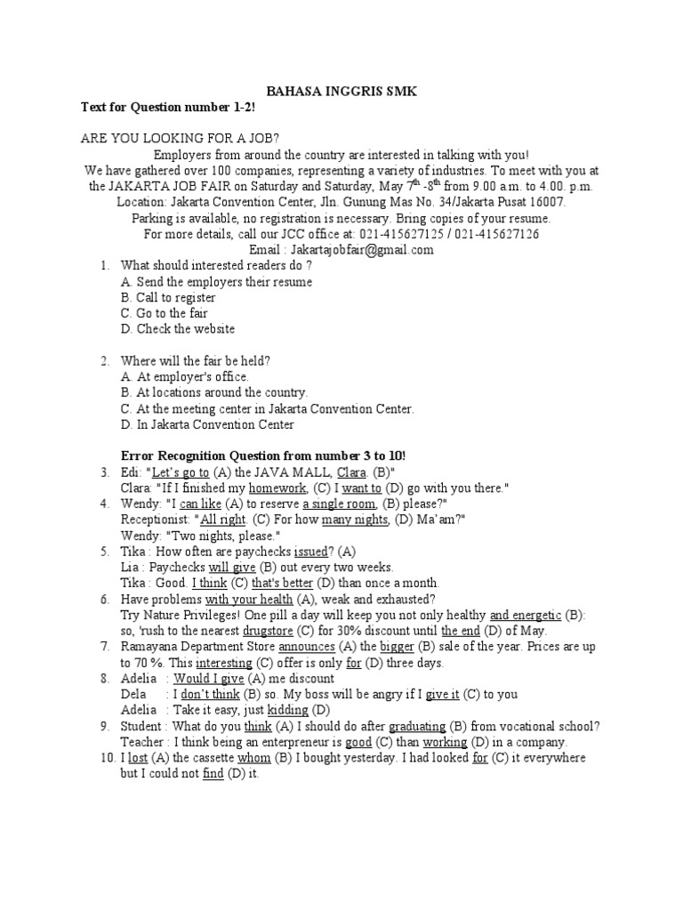 Contoh Soal Un Bahasa Inggris SMK | PDF | Mecca