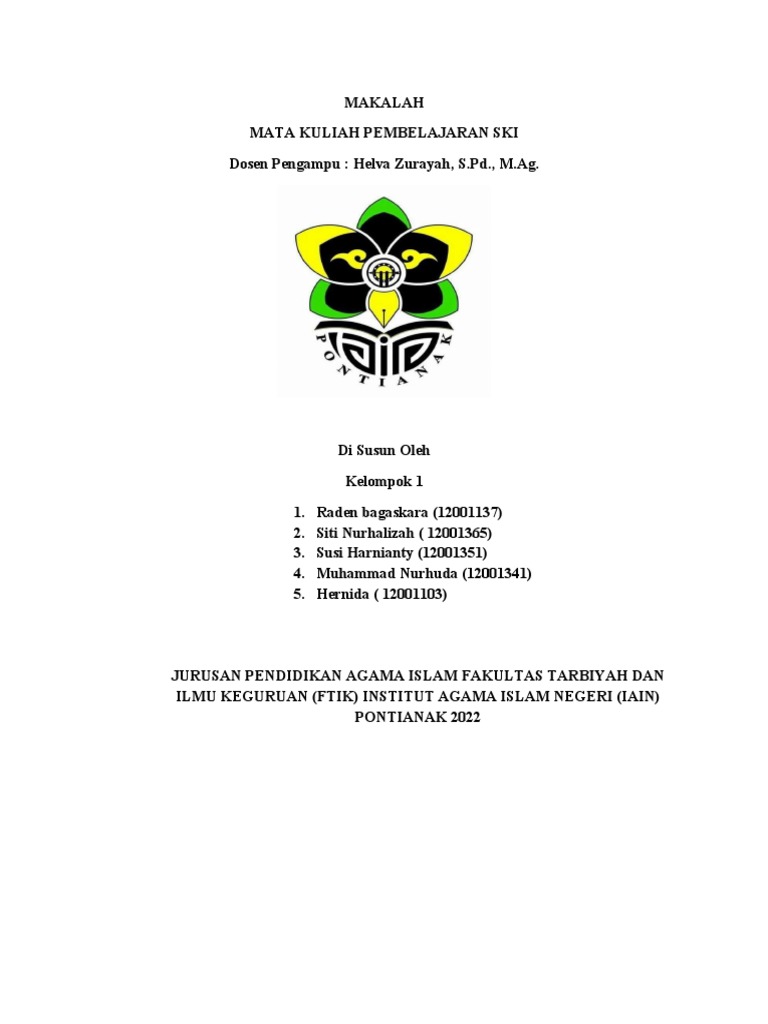 MAKALAH PEMEBELAJARAN SKI - KELOMPOK 1 - Pengertian SKL, KI Dan KD Serta Contoh KI Dan KD MATA ...