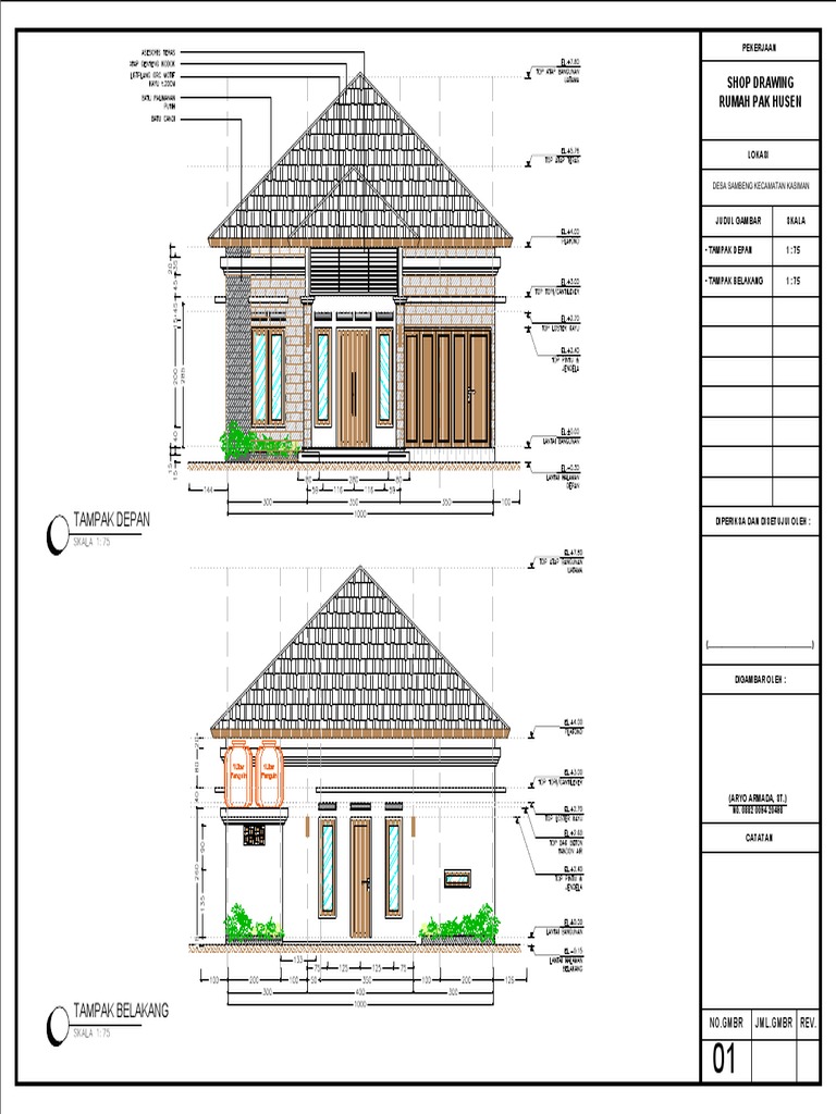 Tampak Depan: Shop Drawing Rumah Pak Husen | PDF