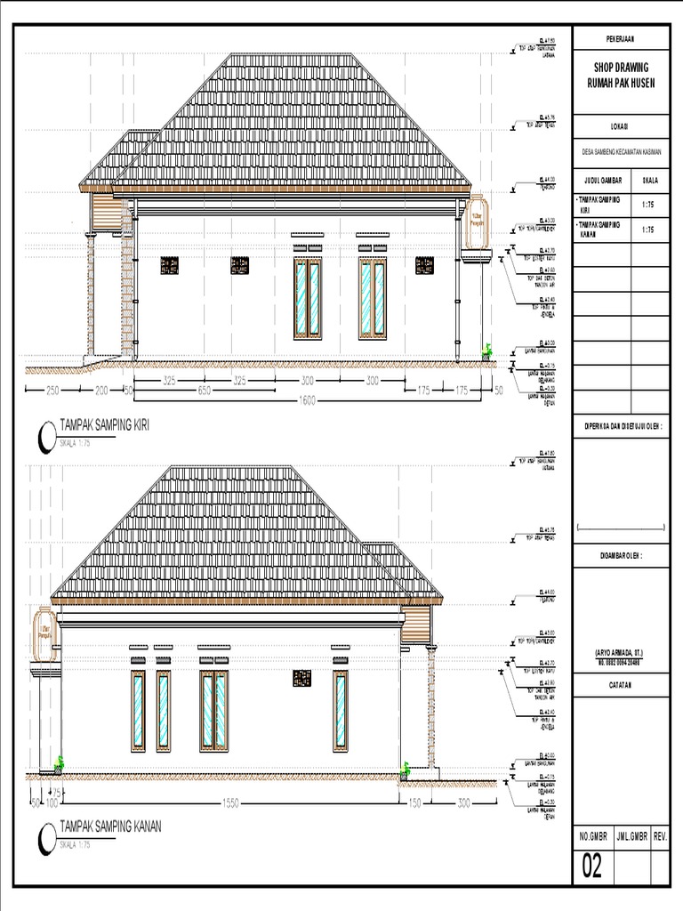 Tampak Samping Kiri: Shop Drawing Rumah Pak Husen | PDF