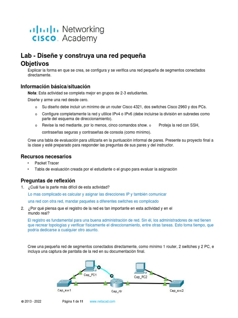 17.8.1 Lab - Design and Build A Small Network - Salvador Garza | PDF | Transmisión de datos ...
