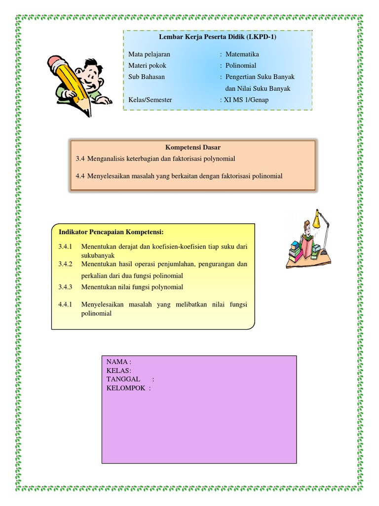 LKPD Polinomial 1 (MS 1) Siklus 1 | PDF