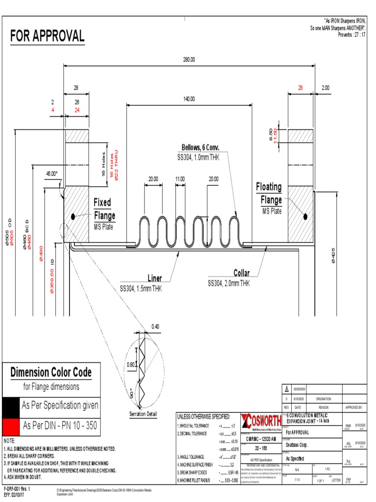 Metallic Expansion Joint Drawing | PDF | Mechanical Engineering ...