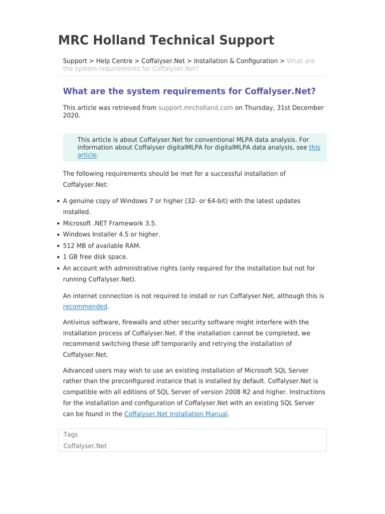 MRC Holland Technical Support: What Are | PDF