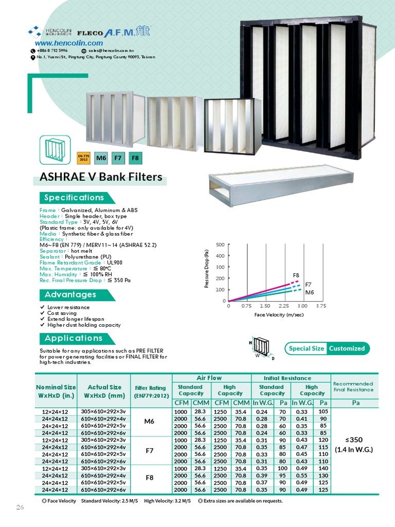 ASHRAE V Bank Filters | PDF | Building Engineering | Building Materials