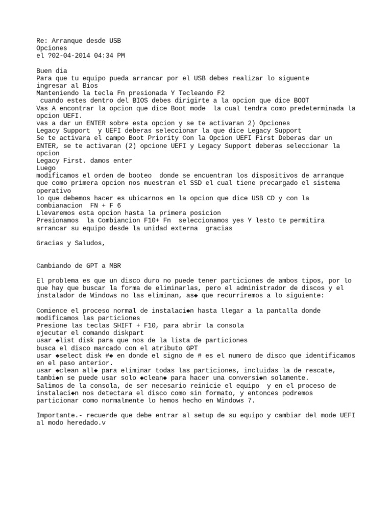 Boot y Quitar Particion GPT | PDF