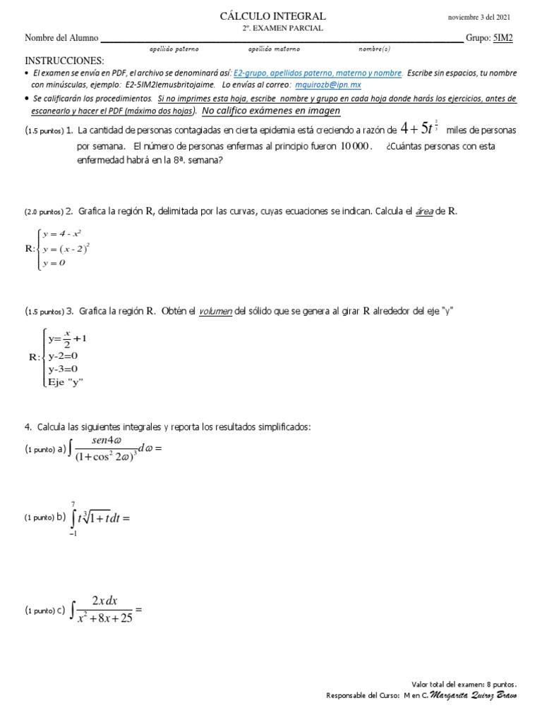 °examen Calculo Integral | PDF | Matemáticas | Objetos matemáticos