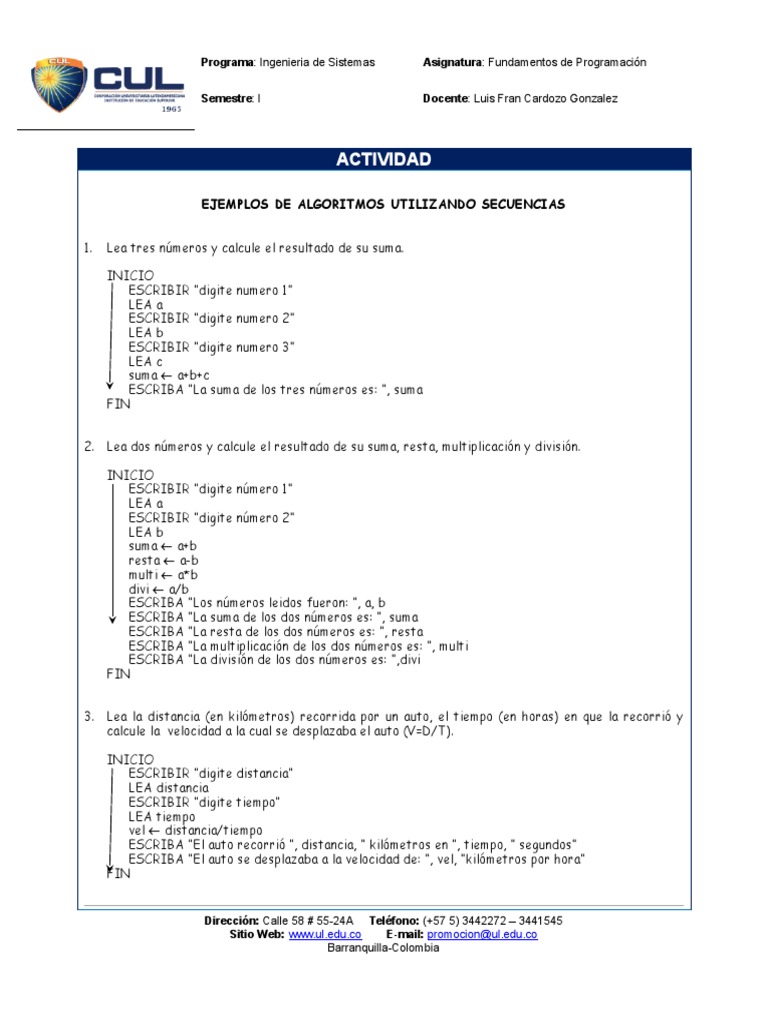 M2 U1 S04-06 EJEMPLO 01 Algoritmos Con Secuenciales | PDF