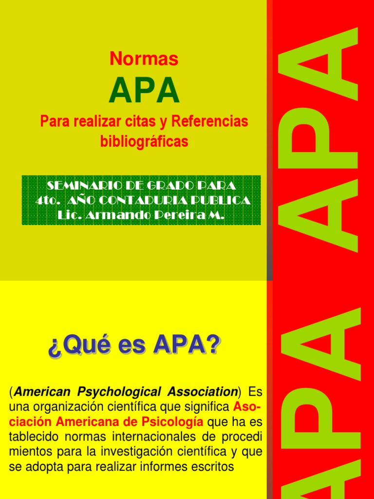 Nomas APA para Citas y Referencias Bibliograficas | PDF | Bibliografía ...