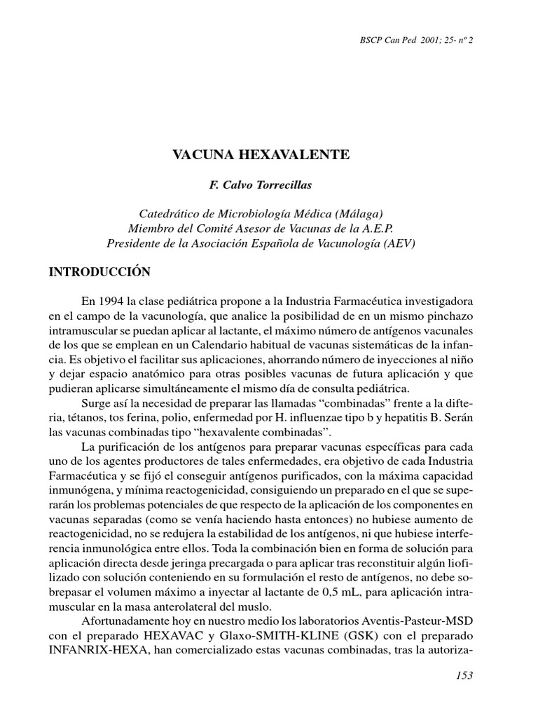 Vacuna Hexavalente | PDF | Vacunas | Cuidado de la salud