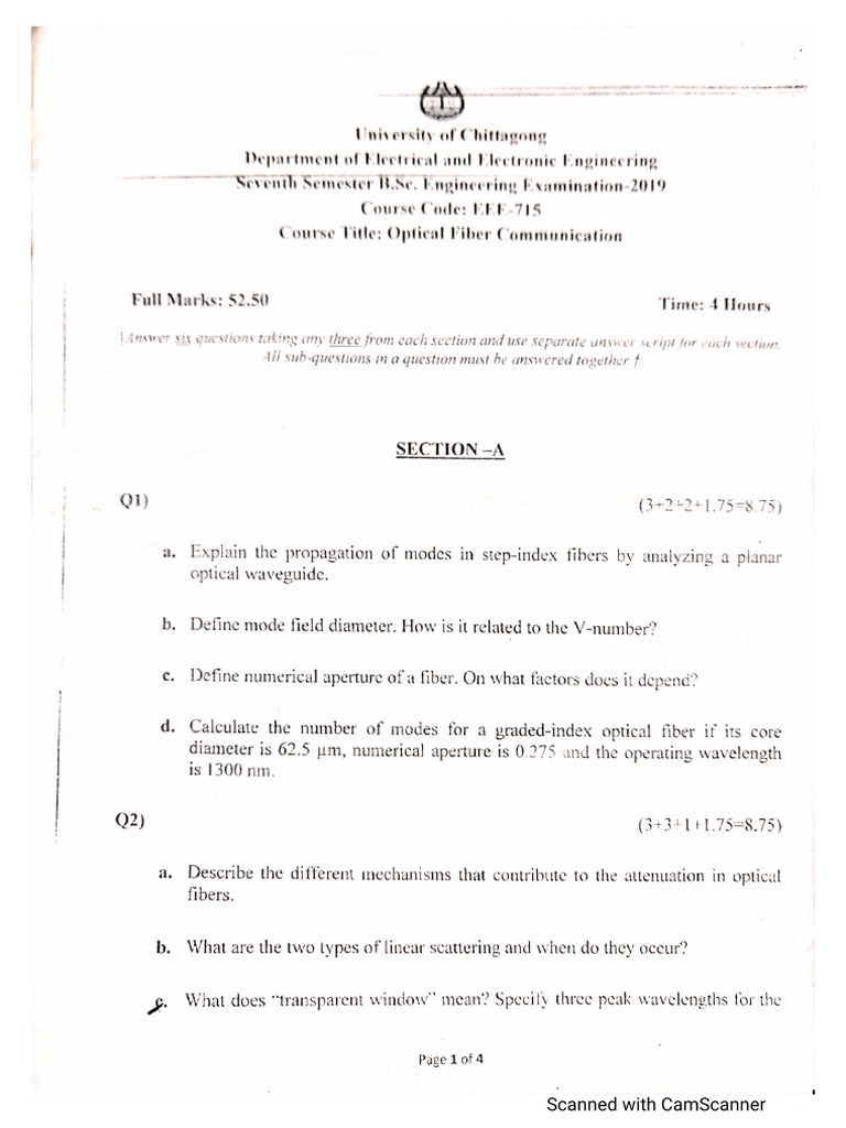 Optical Fiber Question | PDF