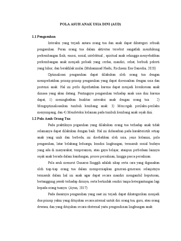 Pola Asuh Anak Usia Dini | PDF