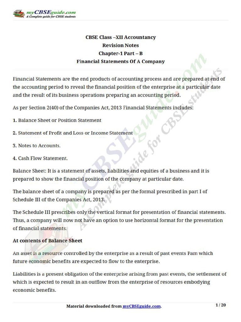 12 Accountancy Revision Notes Part B CH 1 | PDF