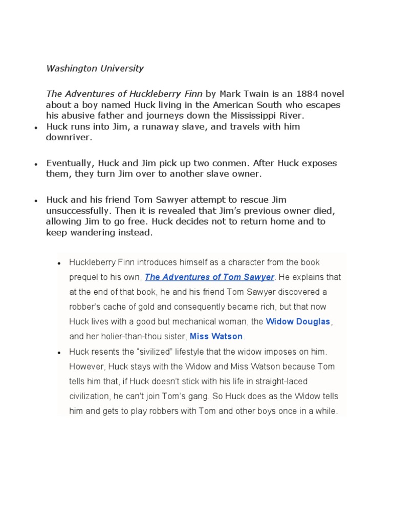 The Adventures of Huckleberry Finn | PDF | Huckleberry Finn ...