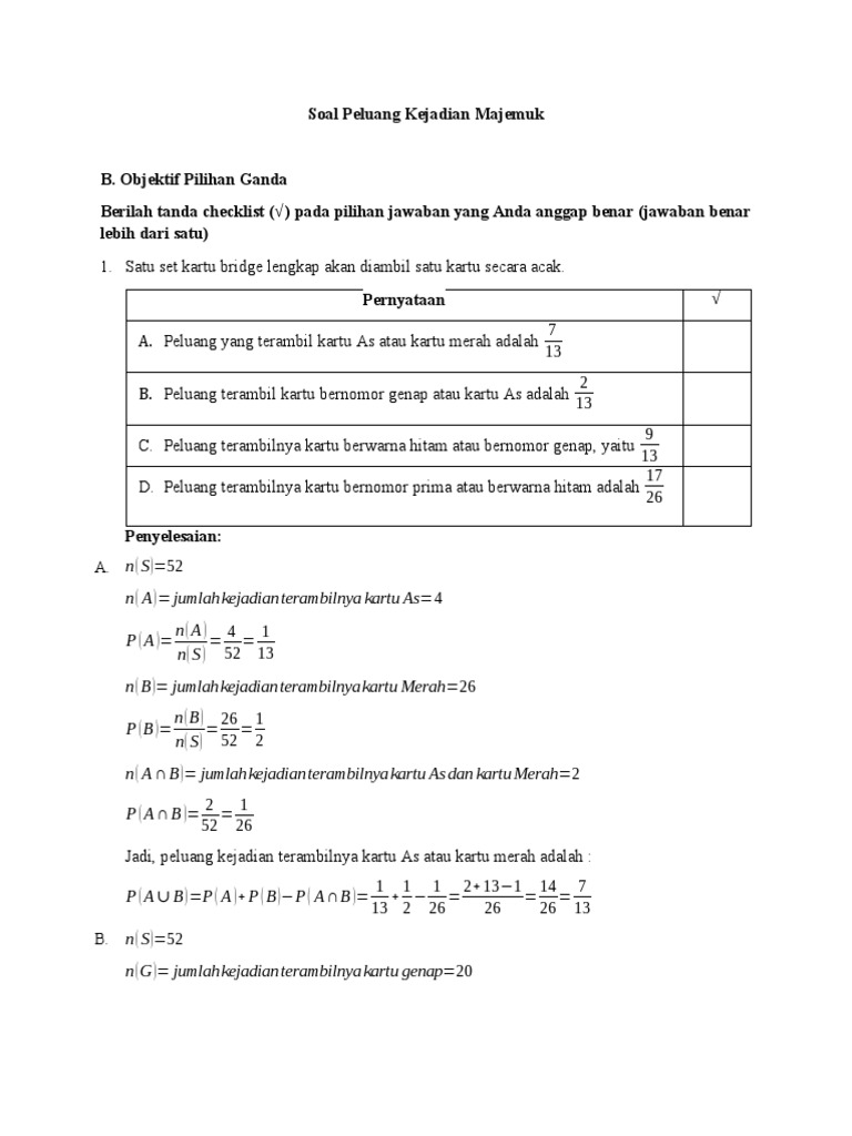 Soal Peluang Kejadian Majemuk-Opi | PDF
