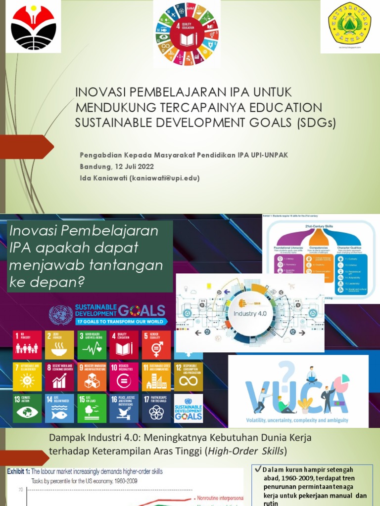 Desain Pembelajaran IPA Inovatif Untuk Mendukung SDGs-Ida K Rev | PDF