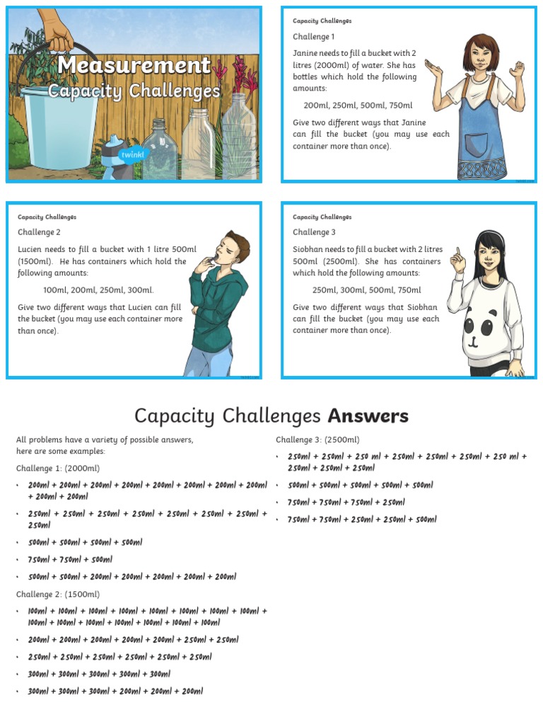 t2 M 4178 Capacity Challenge Cards Ver 2 | PDF | Litre | Written ...