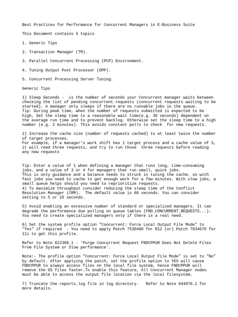 Best Practices For Performance For Concurrent Managers in E-Business Suite | PDF | File System ...