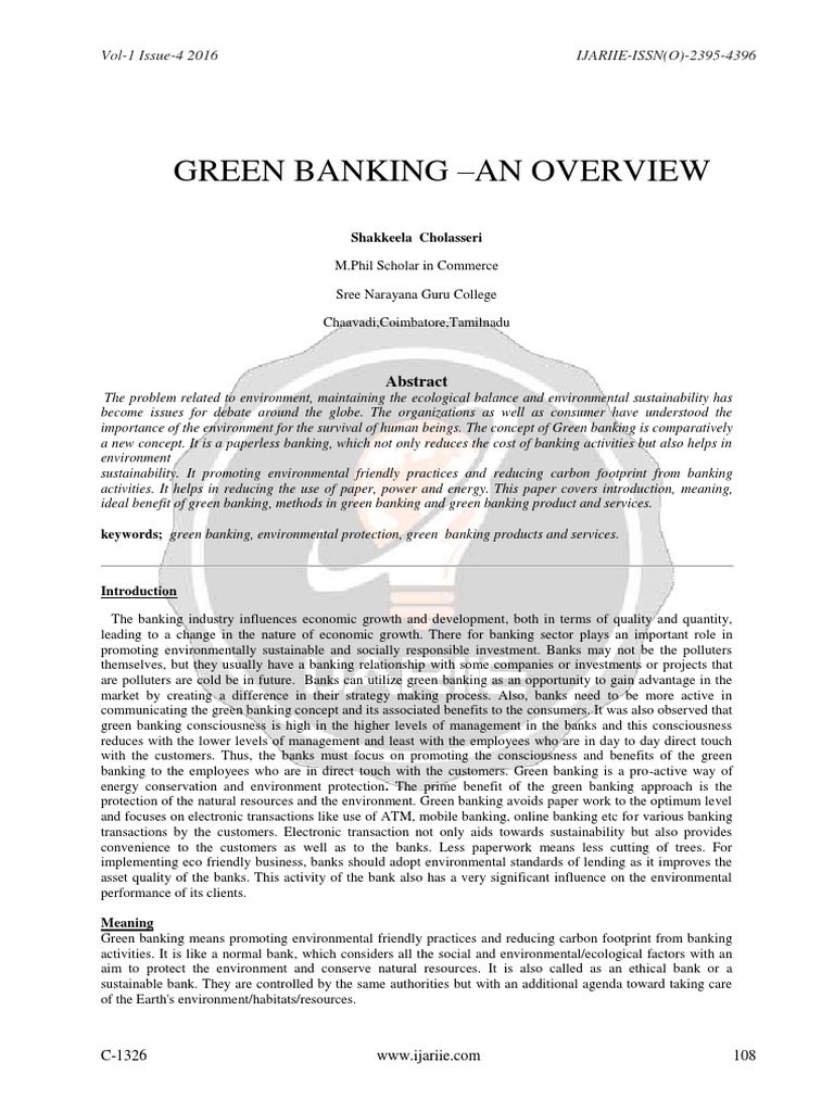 Green Banking - An Overview 1326 | PDF | Banks | Credit Card