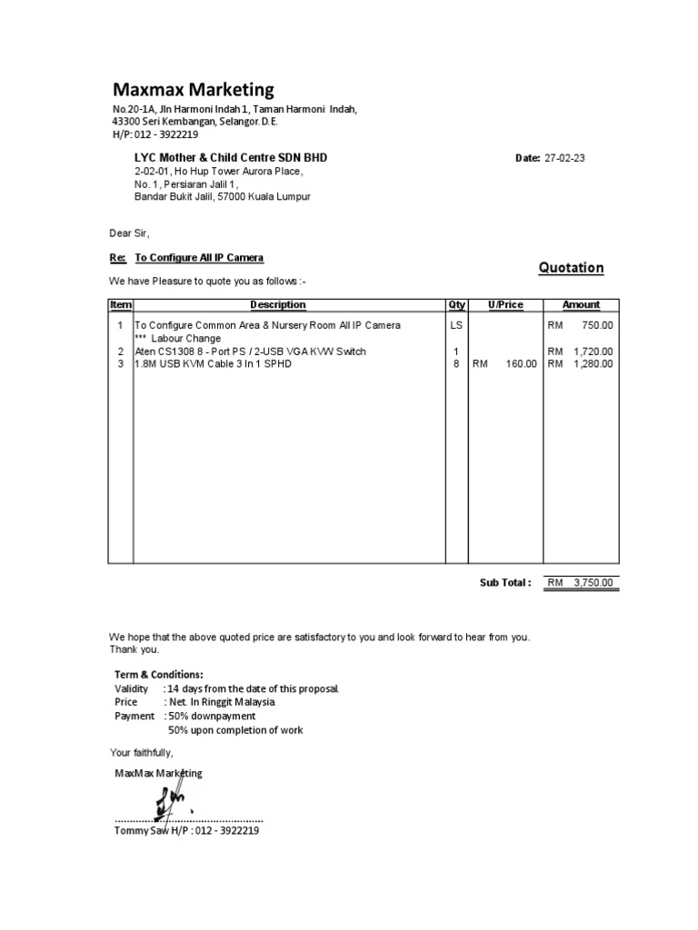Quotation for IP Camera Setup | PDF | Business | Technology & Engineering