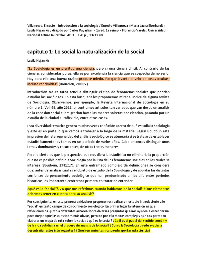 Capitulo 1 Lo Social, La Naturalizacion de Los Social | PDF ...
