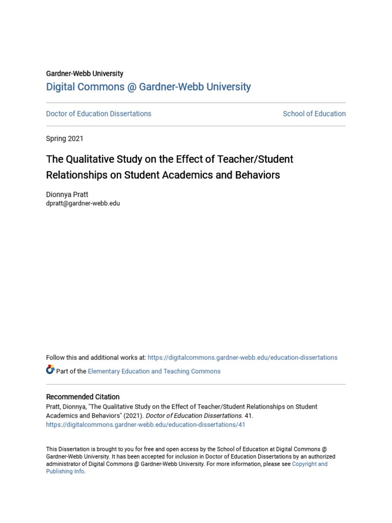 The Qualitative Study On The Effect of Teacher - Student Relationsh | PDF | Teachers ...