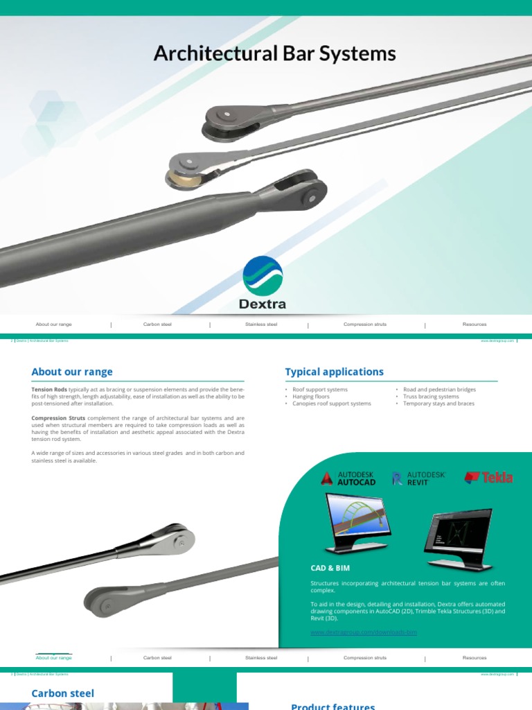 Dextra Architectural Tension Rods Overview | PDF | Steel | Stainless Steel