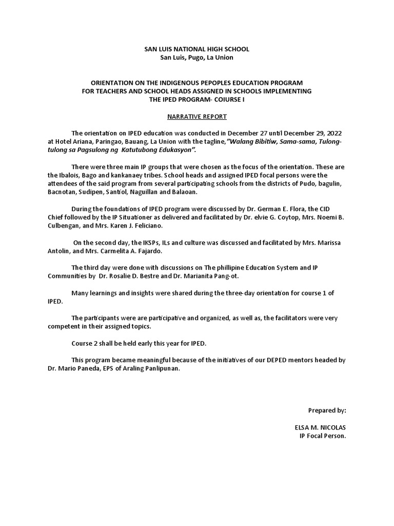 Narrative Report - Brigada Pagbasa | PDF