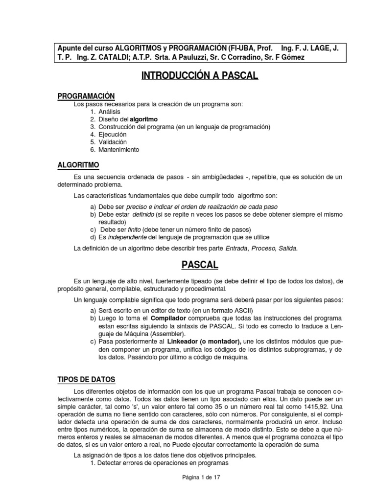 Introduccion Al Pascal | PDF | Lenguaje de programación | Programa de computadora