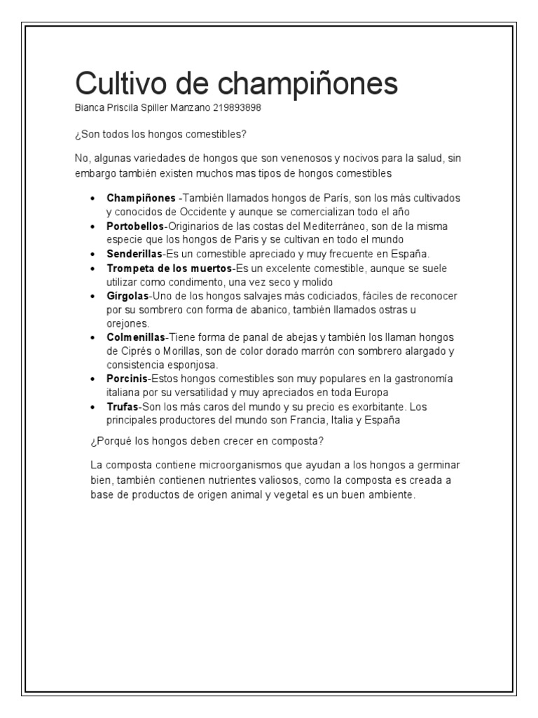 Cultivo de Champiñones | PDF | Hongo | Compost