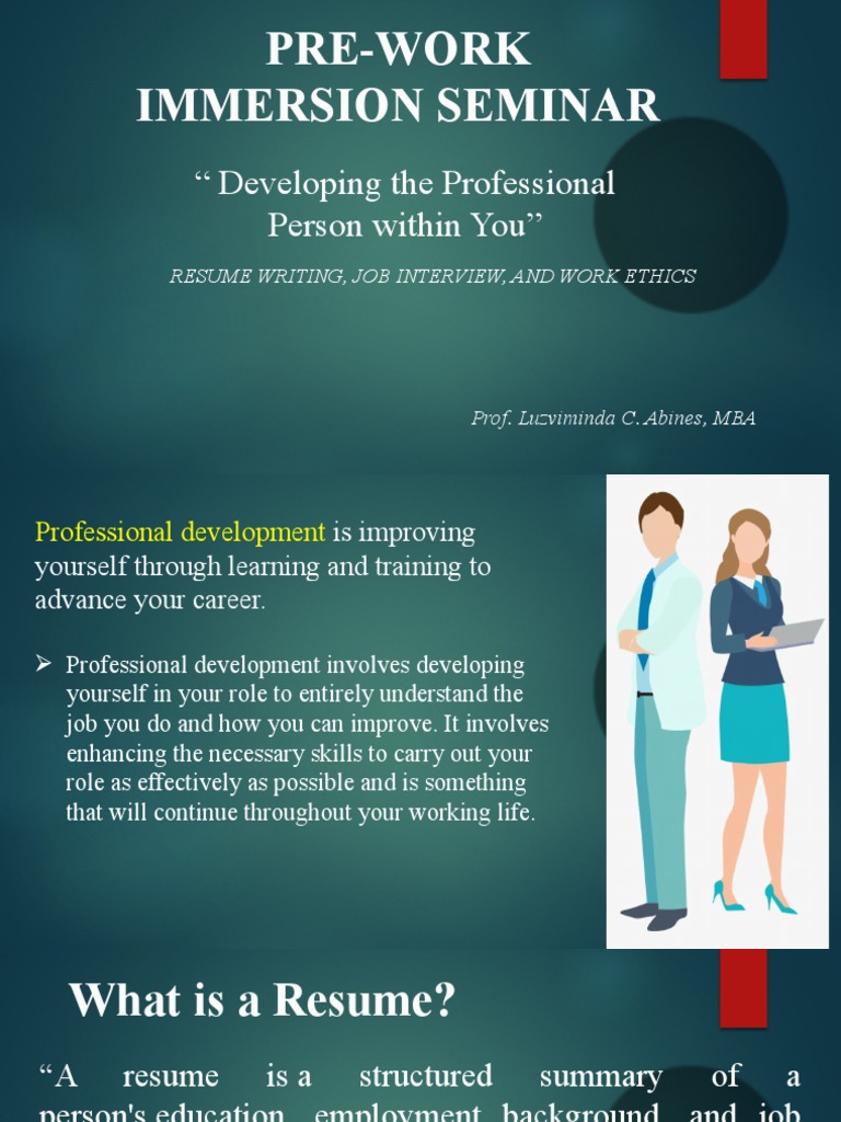 Pre-Work Immersion Seminar Guide | PDF | Résumé | Job Interview