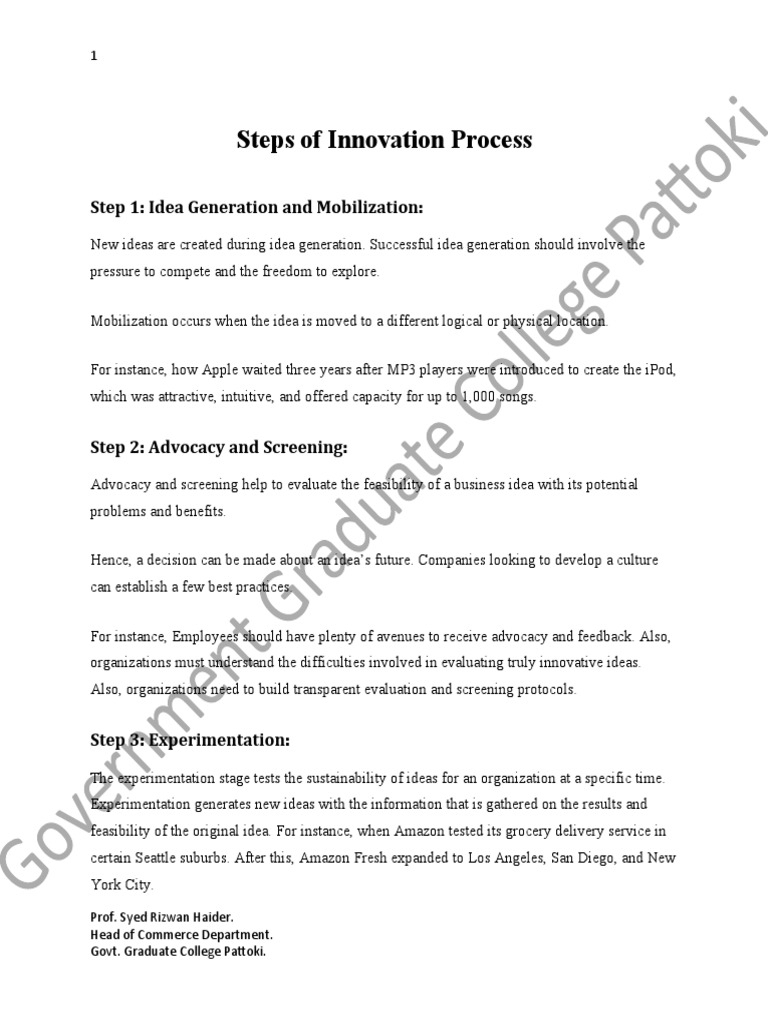 Week 05 (Ii) Innovation Steps and Risks Involved | PDF | Innovation ...
