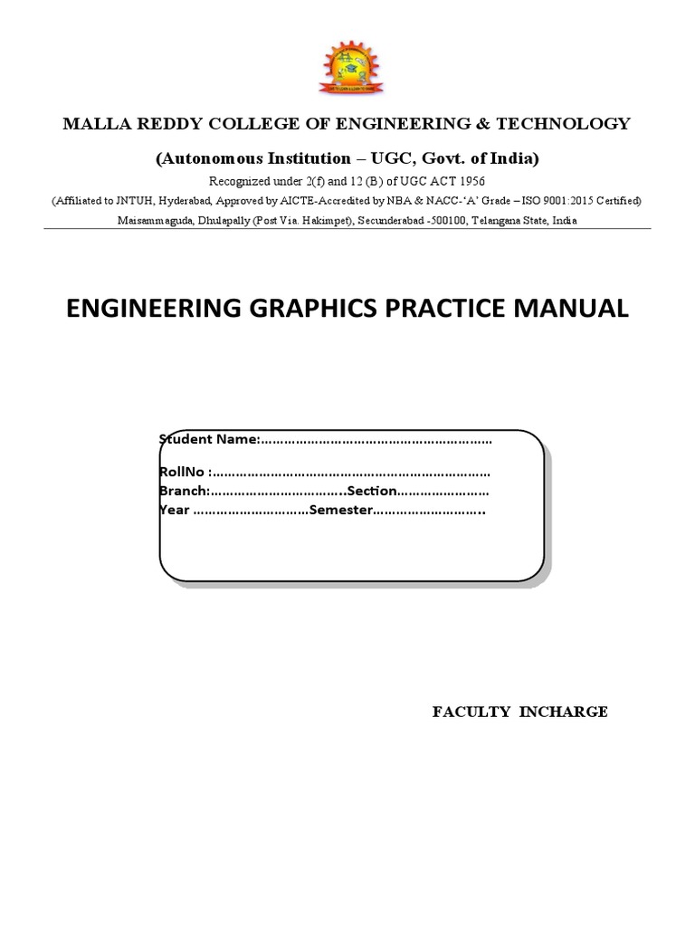 Engineering Graphics Manual Final | PDF | Ellipse | Circle