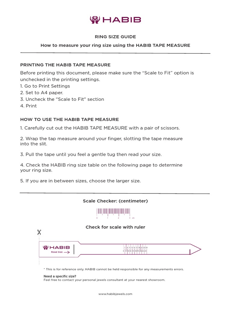 Habib Ring Size Measurement Guide | PDF | Manufactured Goods | Equipment