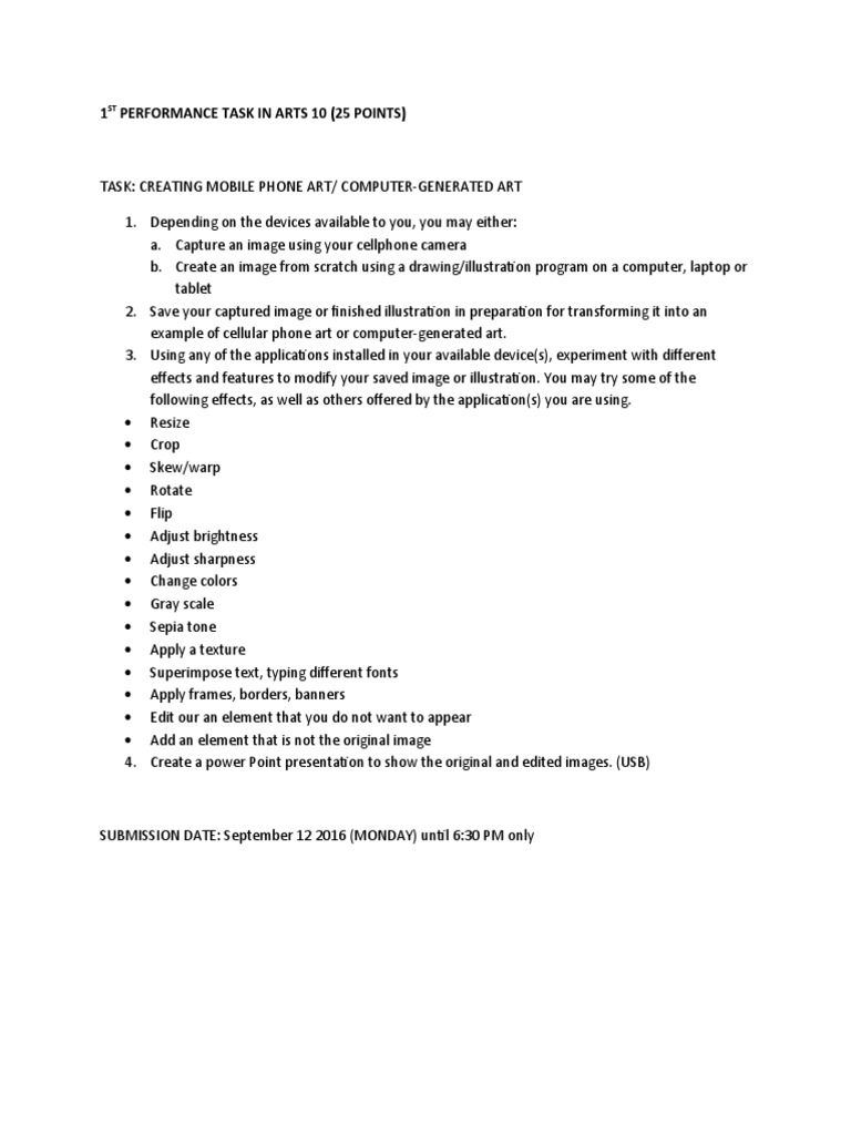 Mobile Phone Art Performance Task 10 | PDF | Art | Technology & Engineering