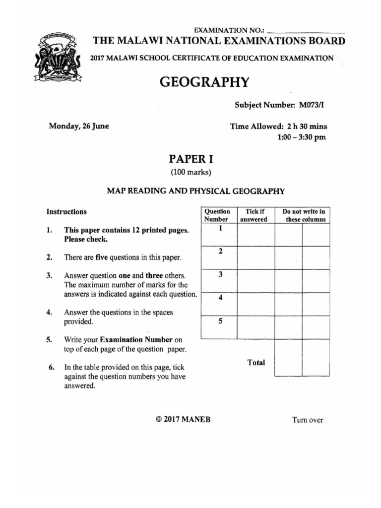 2017 Geography p1 | PDF