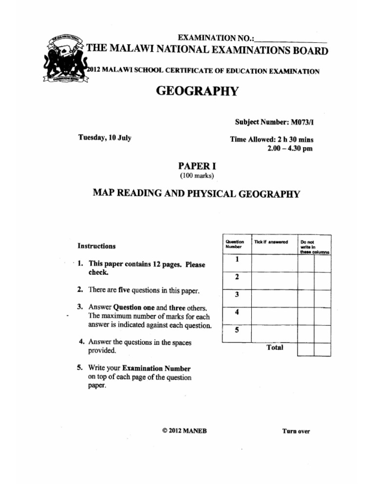 2012 Geography p1 | PDF