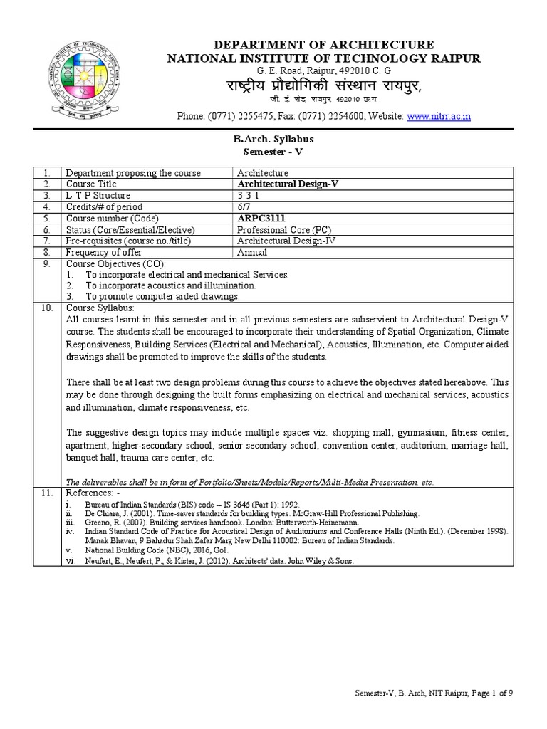 B.arch (CBCS) - Syllabus - Semester-5 To 10 | PDF | Earthquakes | 3 D ...