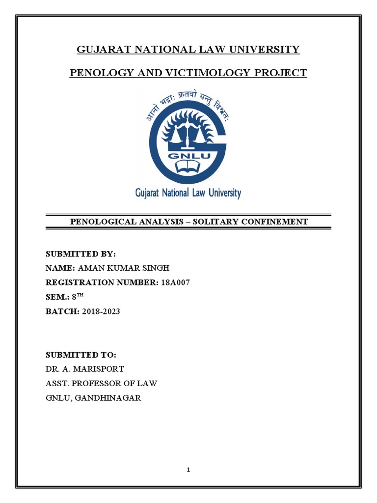 Penology Punishment Analysis - 18A007 | PDF | Solitary Confinement | Prison