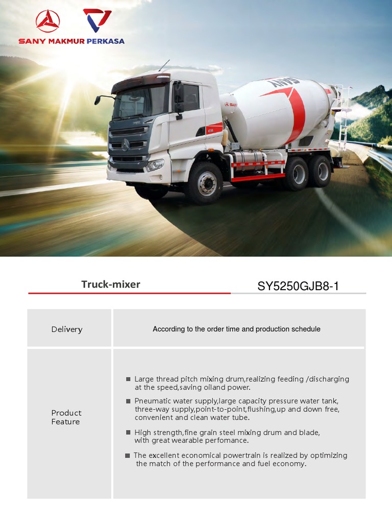 Sany Truck Mixer 8m3 (Sy5250gjb8-1) | PDF | Engines | Rotating Machines