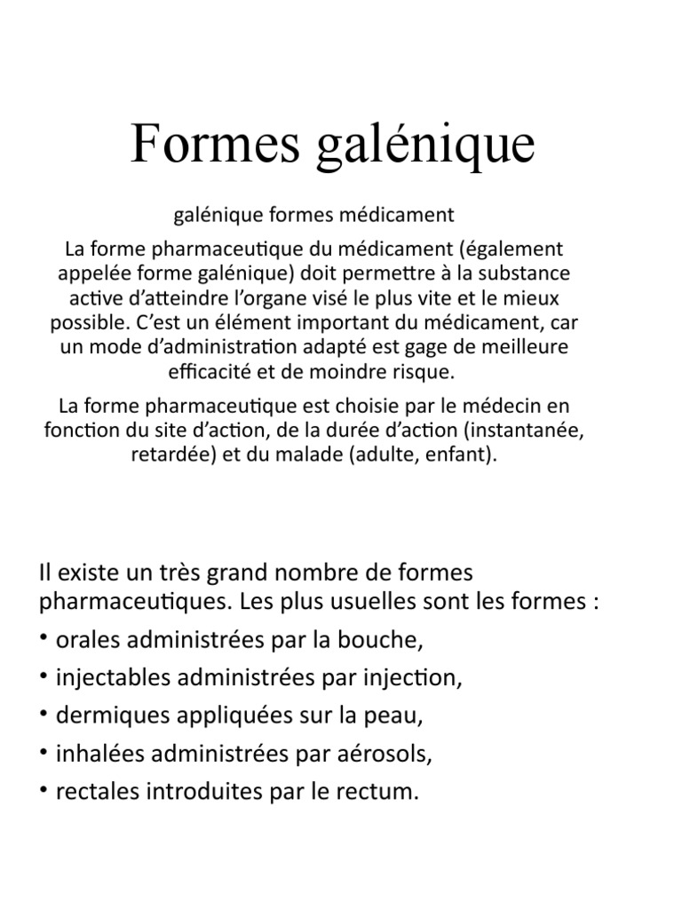 Formes galéniques des médicaments | PDF | Sucre | Régime et nutrition