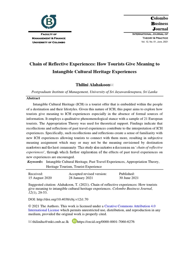 Chain of Reflective Experiences How Tourists Give | PDF | Experience ...
