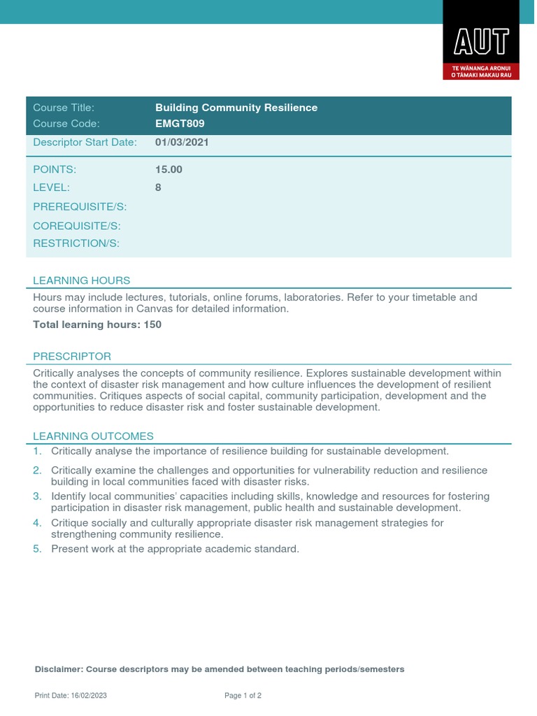Community Resilience Course Overview | PDF | Psychological Resilience ...
