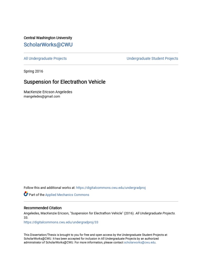 Suspension For Electrathon Vehicle | PDF | Axle | Project Management