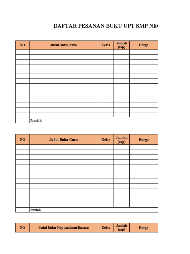 Contoh Daftar Pesanan Buku | PDF