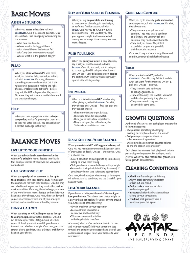AvatarLegends PlayMaterials Printerfriendly | PDF